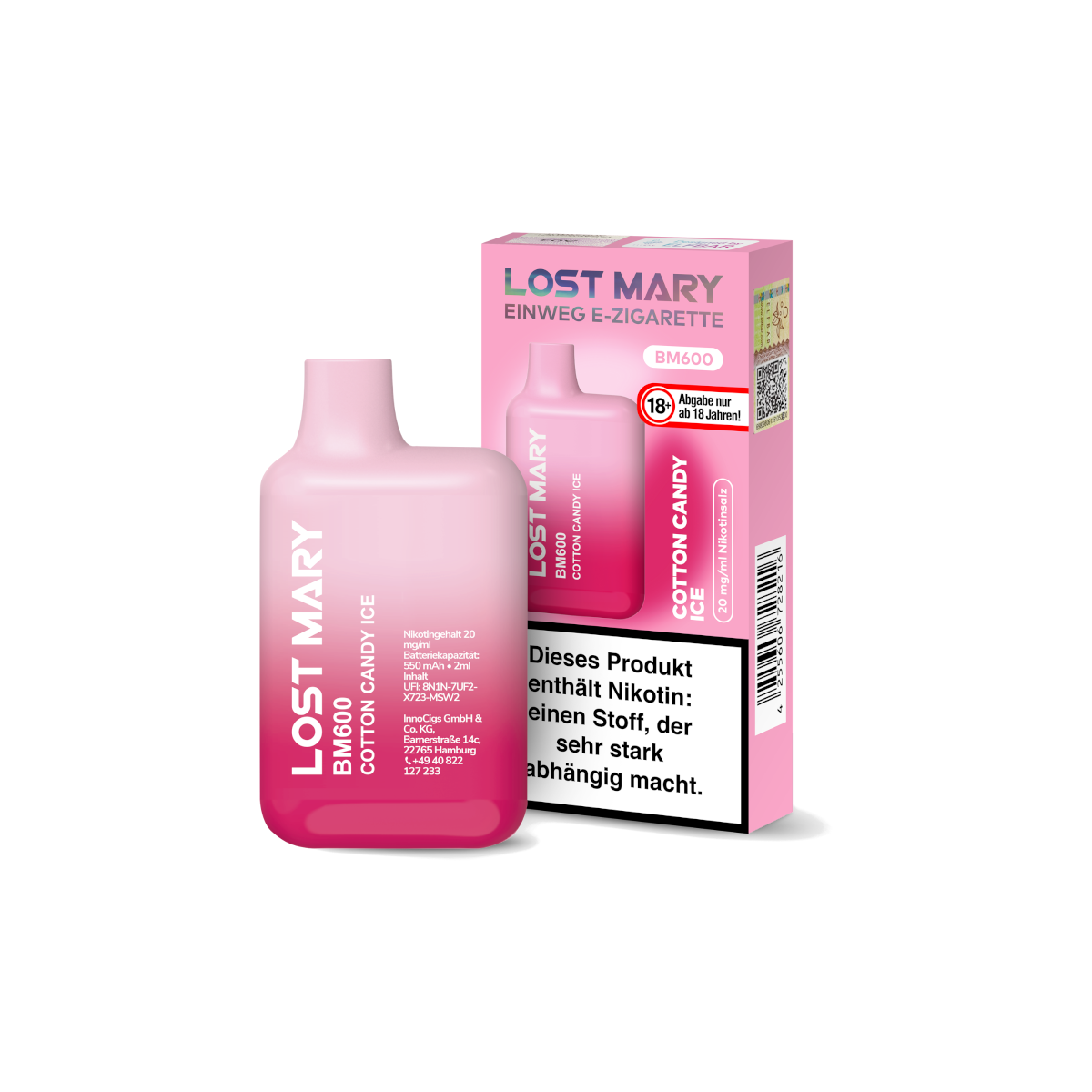 Lost Mary Bm600 Einweg E Zigarette Cotton Candy Ice 20mg Ml 9 95